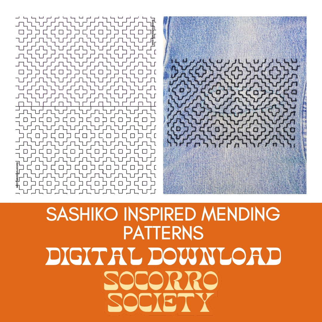 Sashiko Inspired Mending Patterns 1/2 Sheet Digital Download – Socorro ...